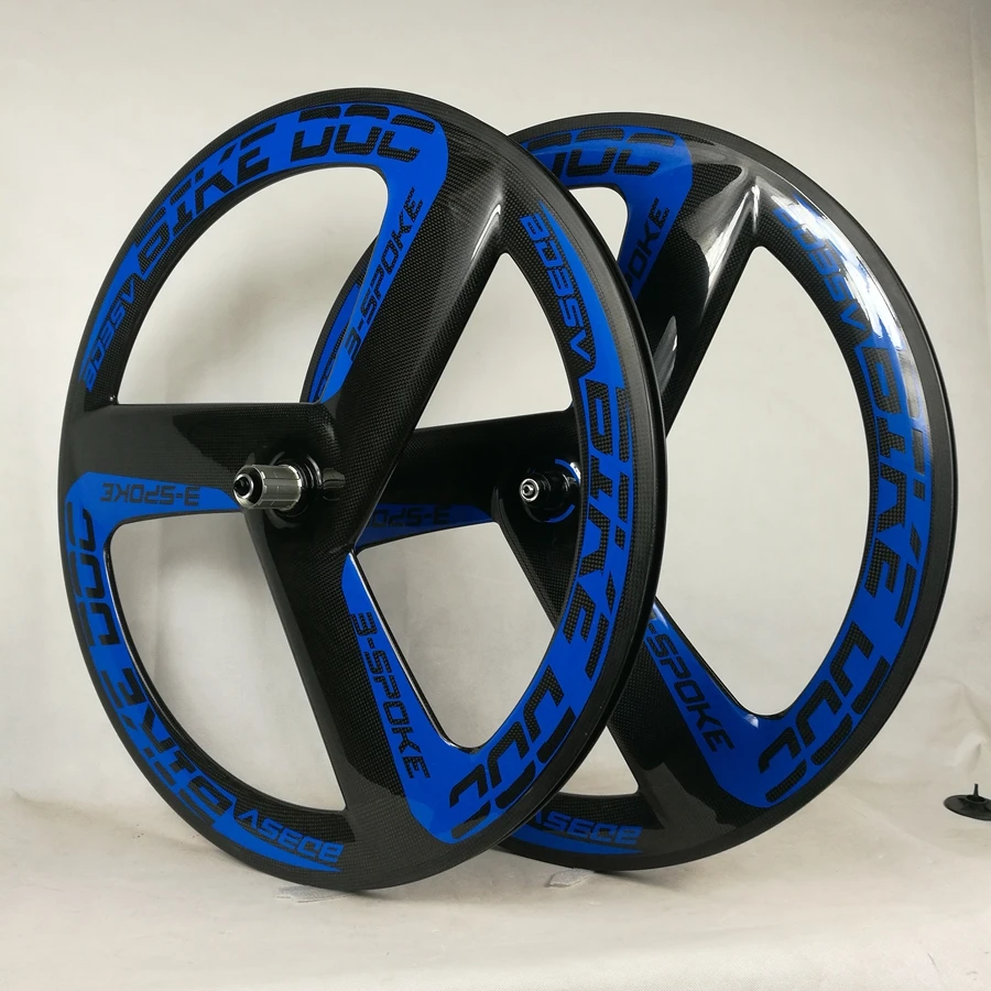 Synergy Blue Color Light Weight Road Carbon 3 Spoke Wheel 700c Bicycle ...