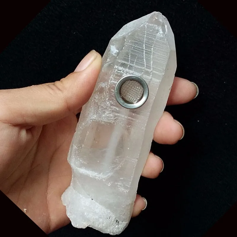Natural Rough Clear Crystal Point Stone Weed Custom Smoking Pipes For ...