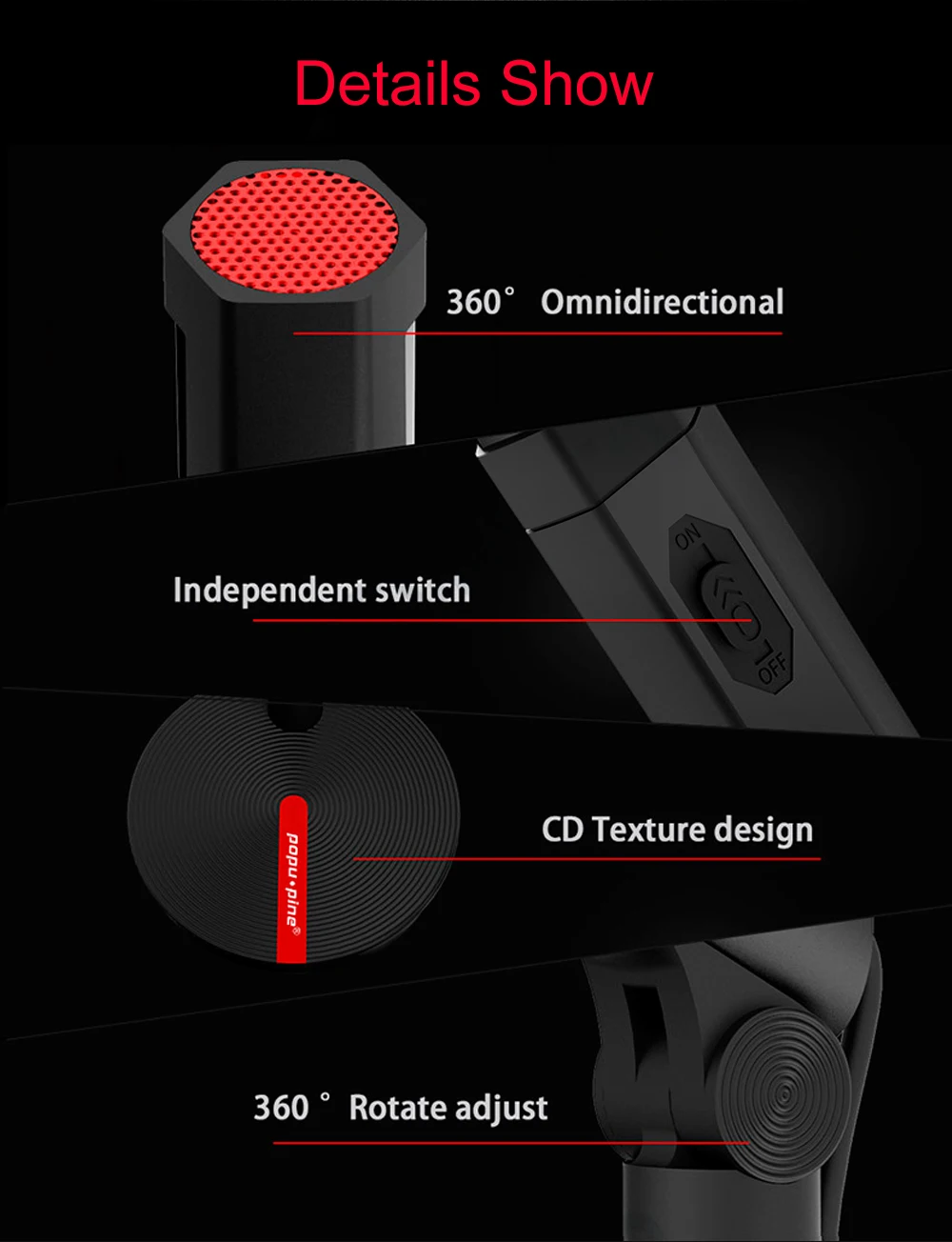 Condenser Microphone With Volume Control,Gaming Studio Handheld Mic For ...