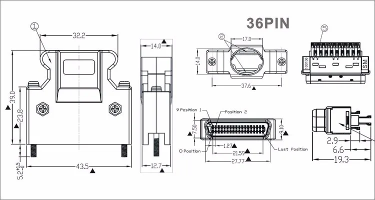 36pin 0.050inch 1.27mm Mdr Wire Mount Male Plug Connector Scsi For ...