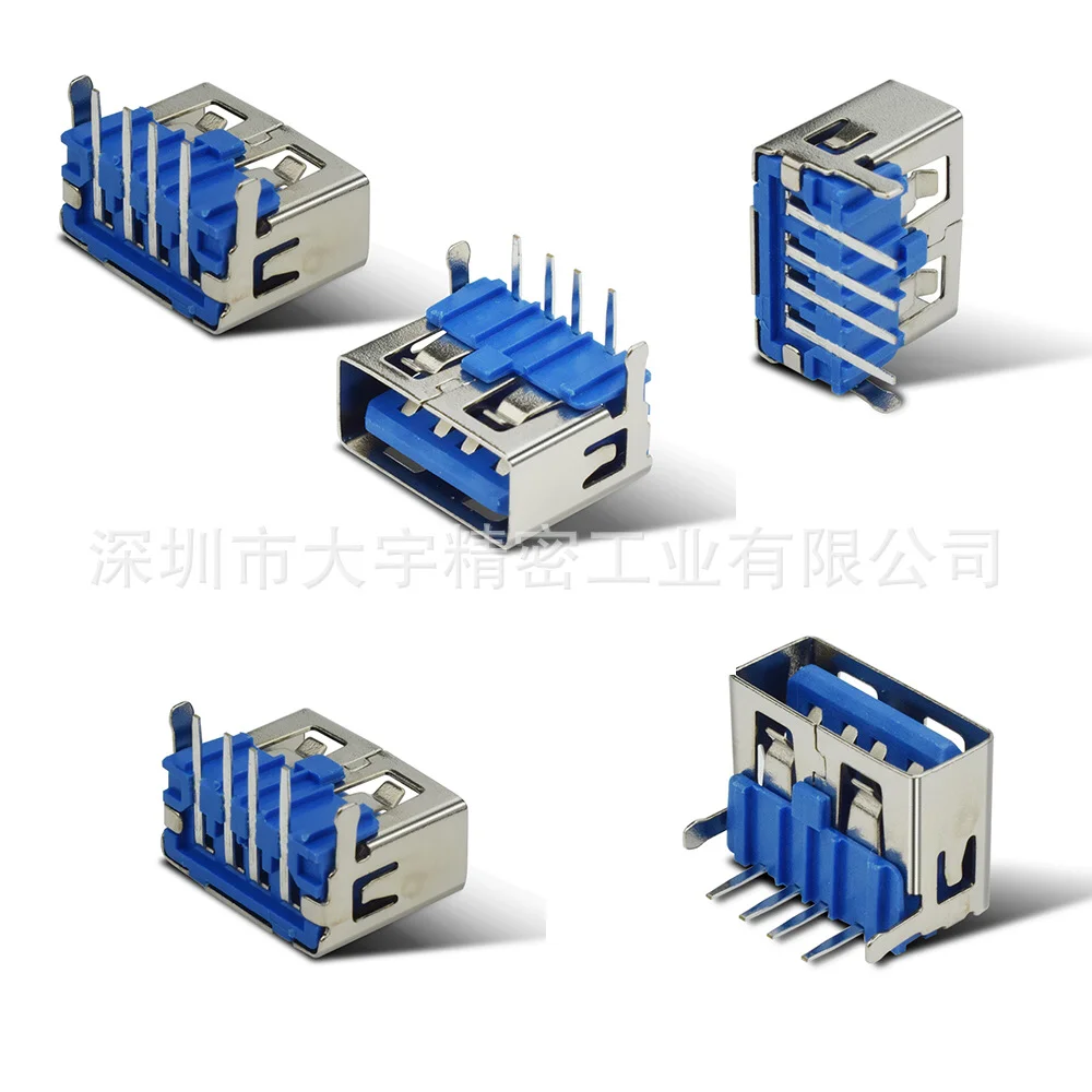 4P Right Angle Type A USB 2.0 Female Connector AF DIP Type Connector ...