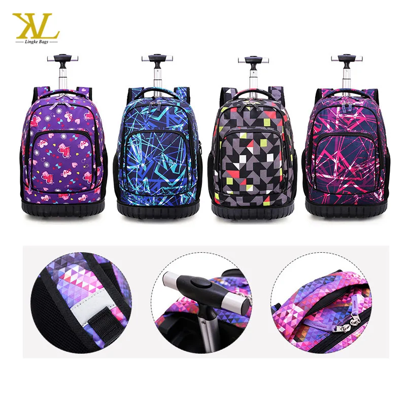 Durable Allover Printed Trolley School Bag - 300,000 Pcs/month