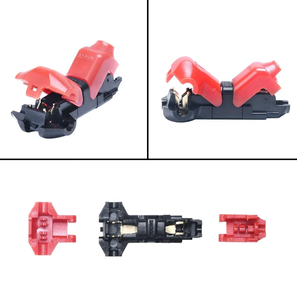 T Shape New Lock Flap Style Lovely Red Solderless Wire Joint Quick ...
