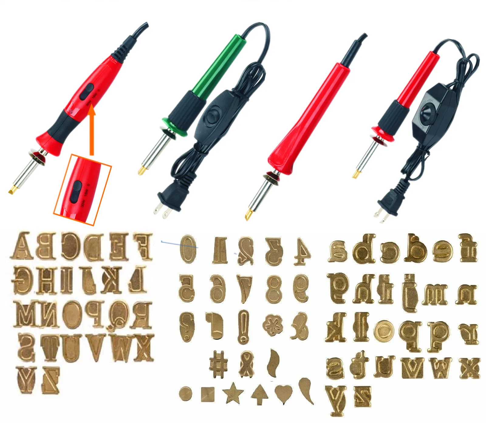 Wood Burning Pyrography Alphabet Numbers Symbols Stamps