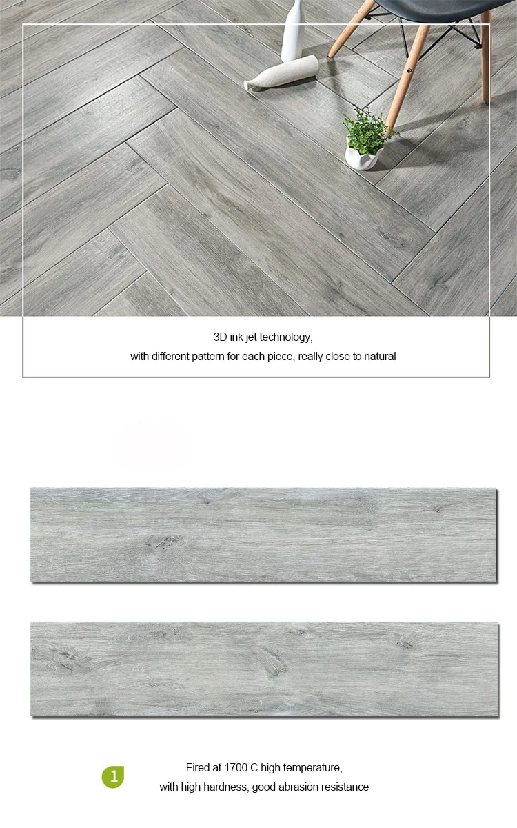 Grey Color Non-slip 200x1000 Ceramic Floor Tile With Wood Grain Texture ...