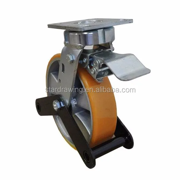 SS Kingpinless Caster Wheel Aluminum PU Caster With Toe Safe Guard ...