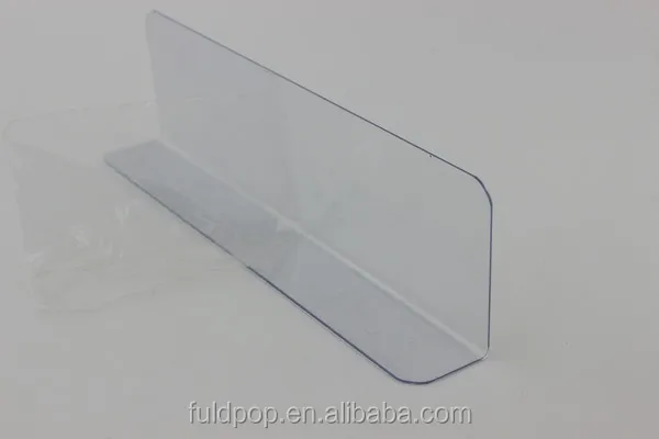 Retail Clear Plastic Divider Shelf L-Shape PVC Dividers for Metal Shelves