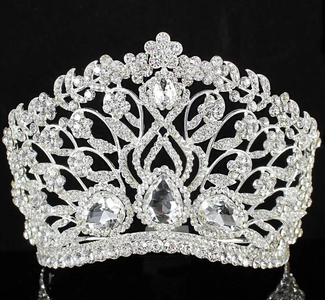 Tiara Nupcial Para Boda,Corona Grande Floral Transparente Austríaco ...
