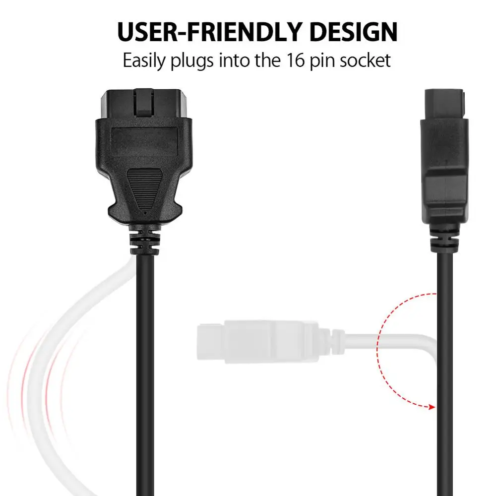 Custom Available Obd Extension Cable 30/100/150cm 16 Pin Female Obd 2 ...