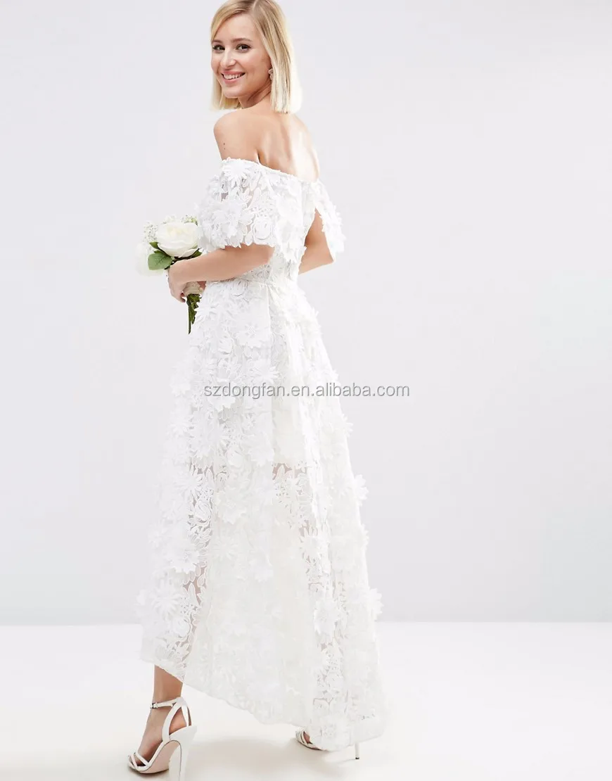 New European Wedding Dress Bridal Gown Lace Hollow Out Long Dresses ...
