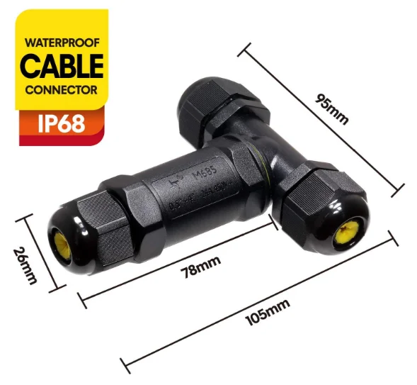 Ip68 Cable Connector Ip68 3 Way Waterproof Connector T Shape Cable ...
