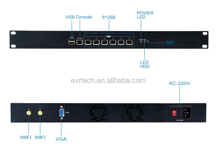 19 Inch Rack Mount Chassis Enclosure Server J1900 Fanless 6 Lan ...