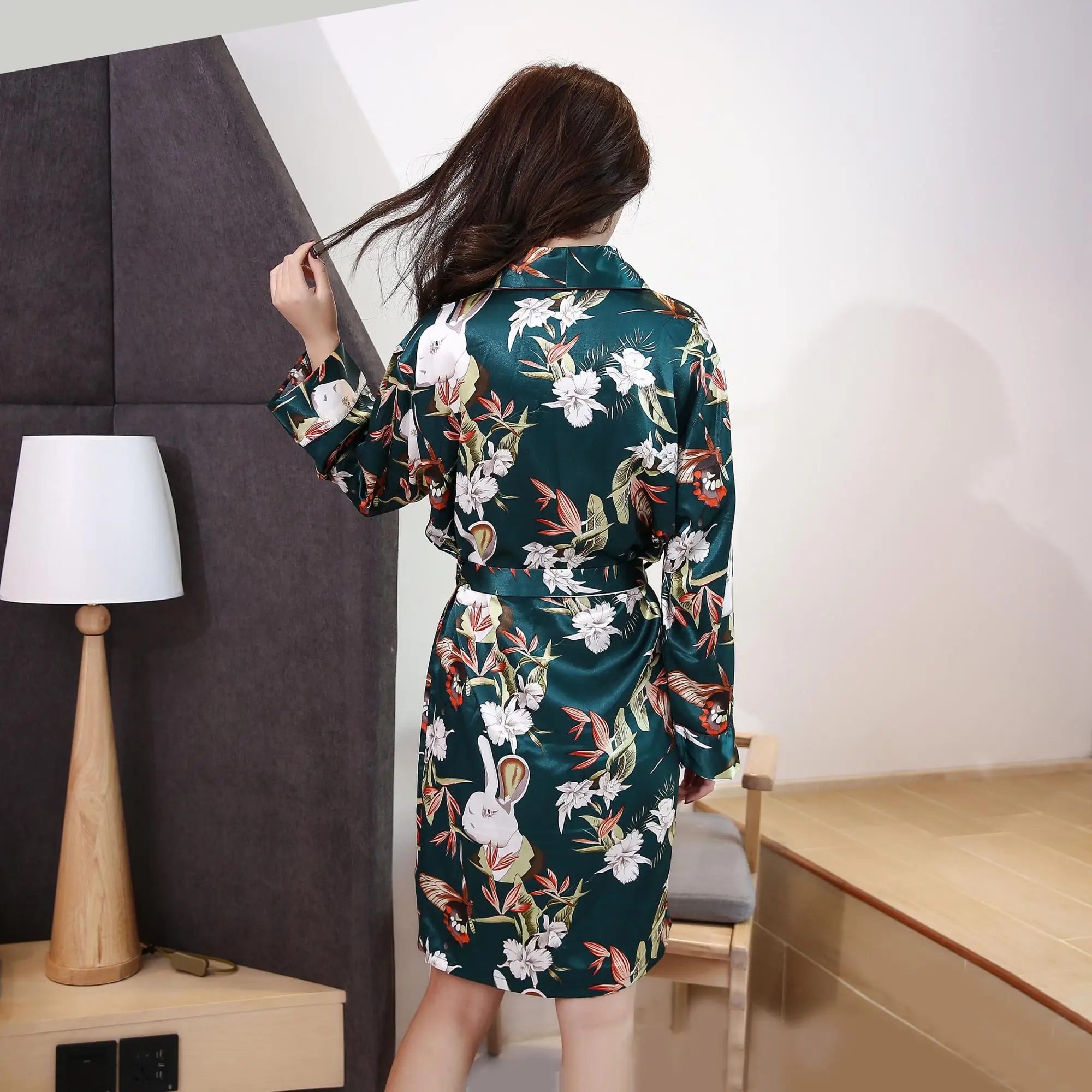 Wholesale Summer Korea Style Silk Satin Mature Women Night Gown - Buy ...