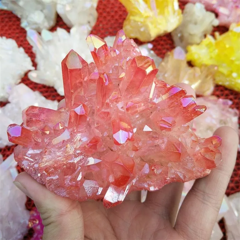 Colorful Aura Quartz Crystal Cluster Raw Mineral Crystal - Buy Aura Quartz Crystal Cluster Raw ...