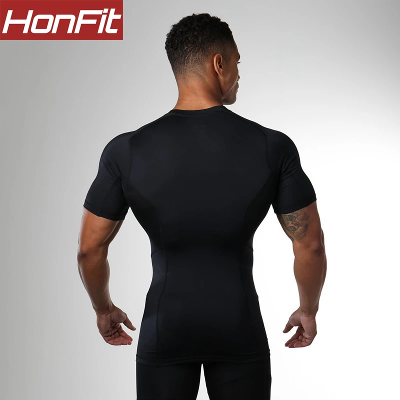 Nylon Spandex Compression Fitness Muscle Fit Breathable Knitting Mens ...