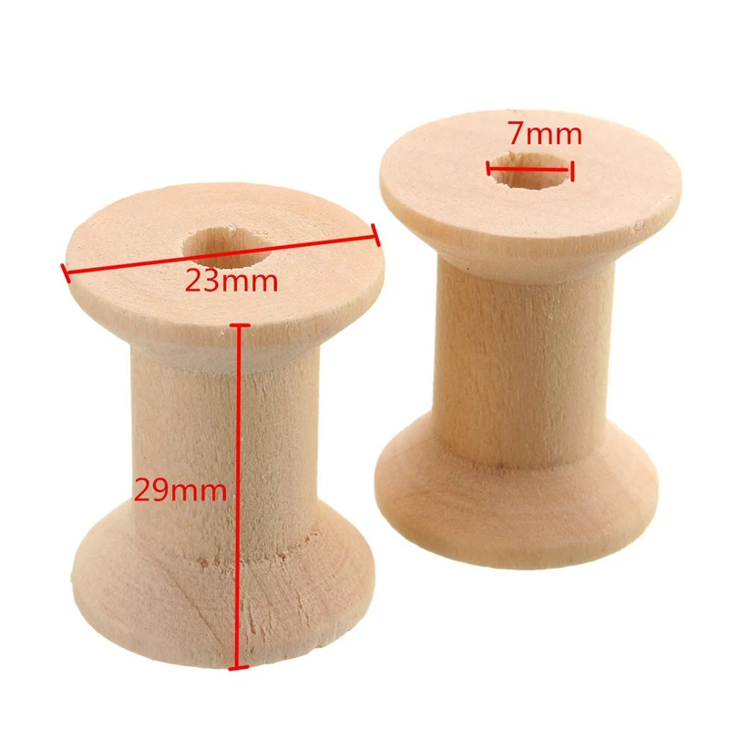 Empty Wooden Bobbin Spools - Natural Wood Color Sewing Tools