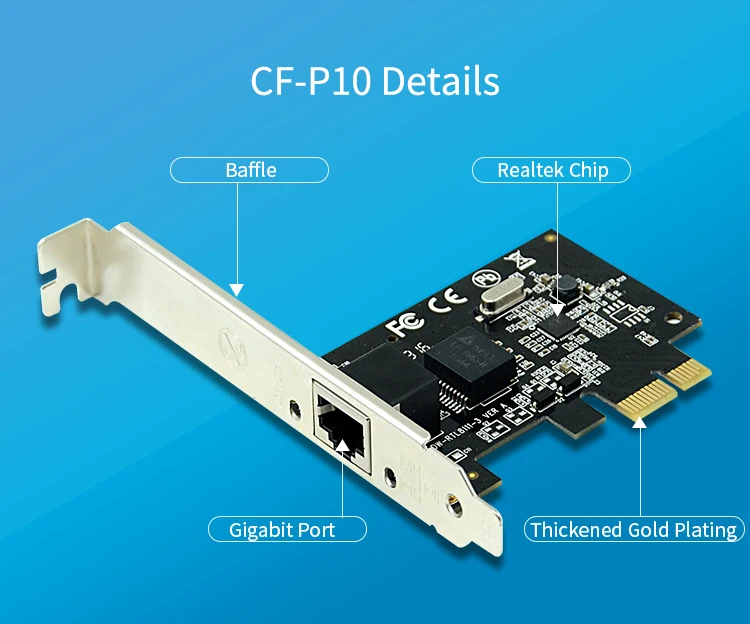 1000mbps RTL8111F CF-P10 PCI Express Lan Card - Reliable Networking