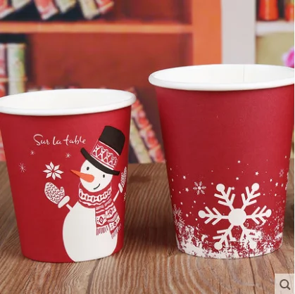 Disposable Thickening Scald Christmas Snowflake Paper Water Coffee Cup ...