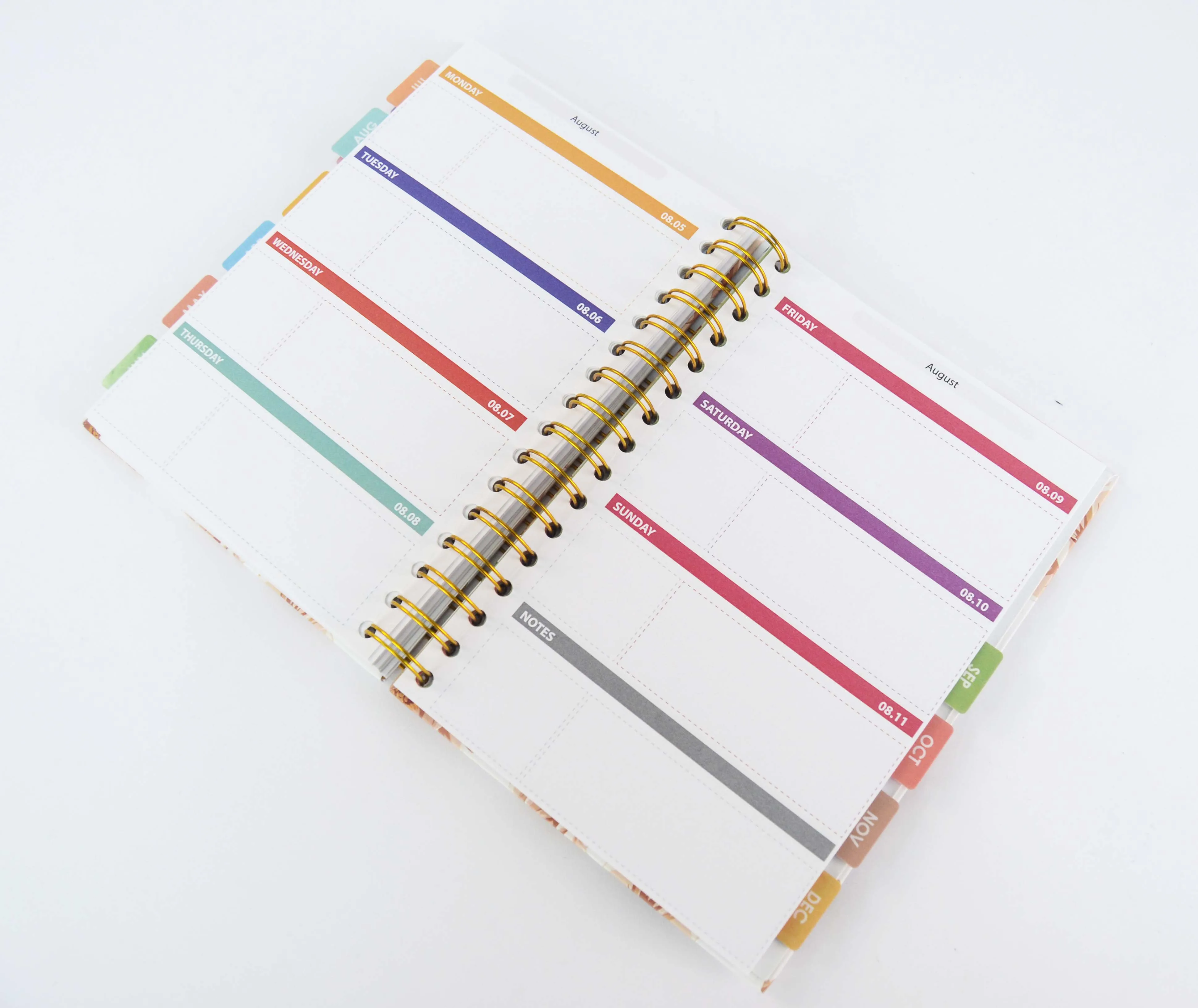 Montly Divider Tabs Custom Gold Spiral Binding Weekly Academic Planner ...