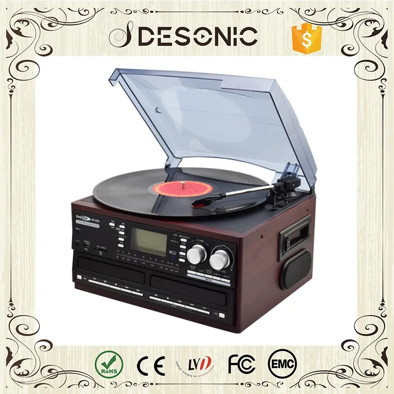2018 All in One Double CD USB Turntable Player with Radio