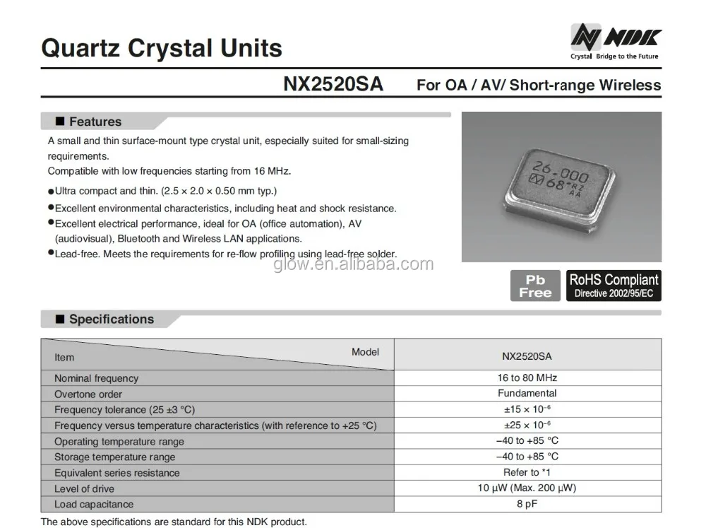 New And Original Ndk 16.000mhz Nx2520sa 16mhz Quartz Crystal Unit - Buy ...