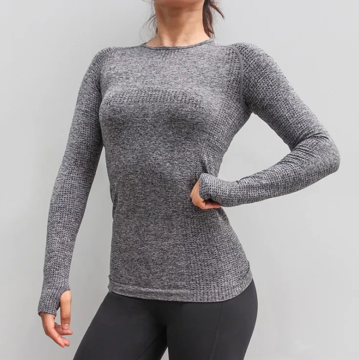 Women's Clothing Gym Sport Wear Tight Women's Long Sleeve T Shirt ...