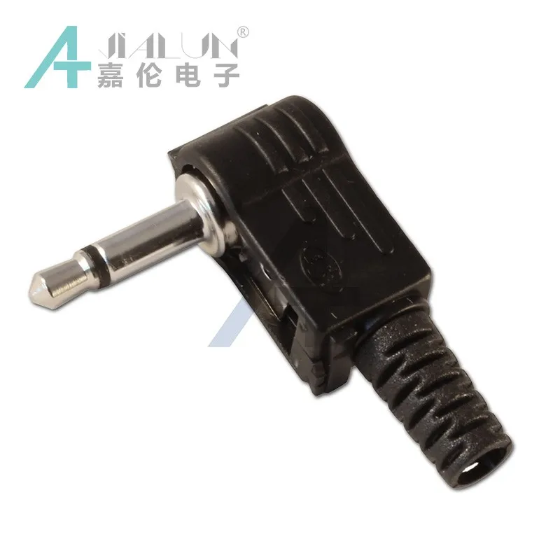 3.5mm Mono Jack Right Angle 90 Degree Solder Mono 2-pole Plug Connector ...