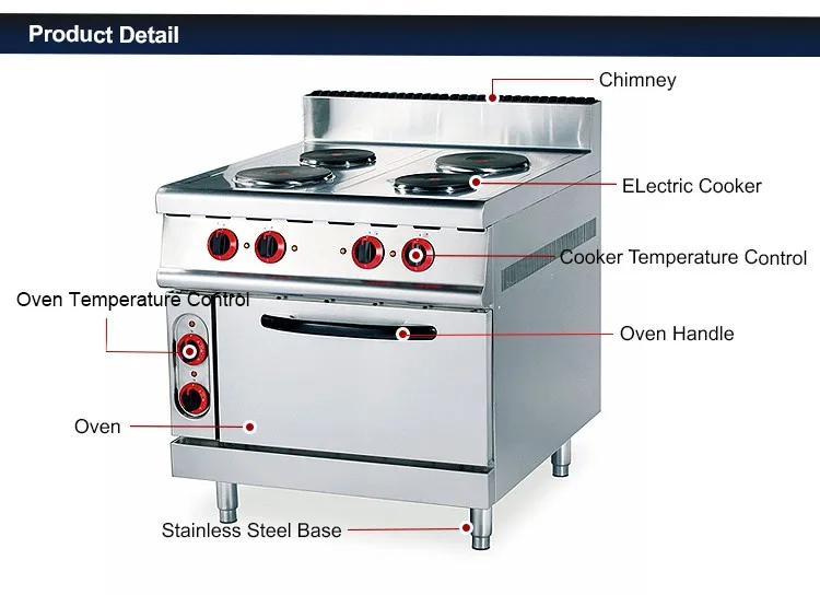 Stainless Steel Electric 4-plate Counter Top Cooker With Oven Factory ...