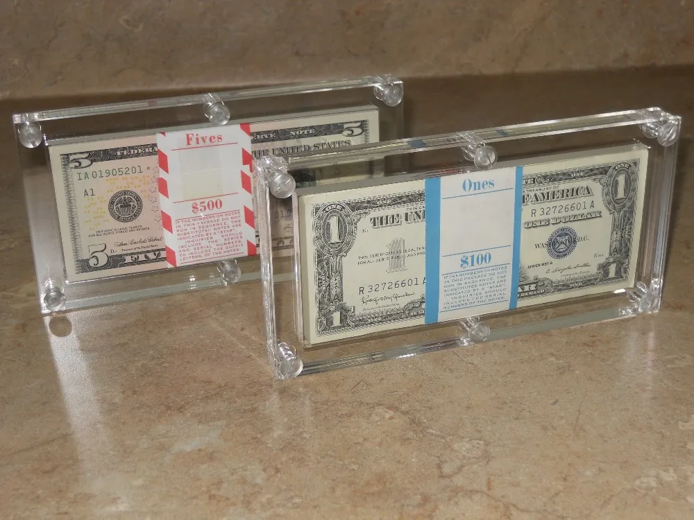 Customized Clear Hd Acrylic Block Frame For Money Banknote Holder - Buy ...