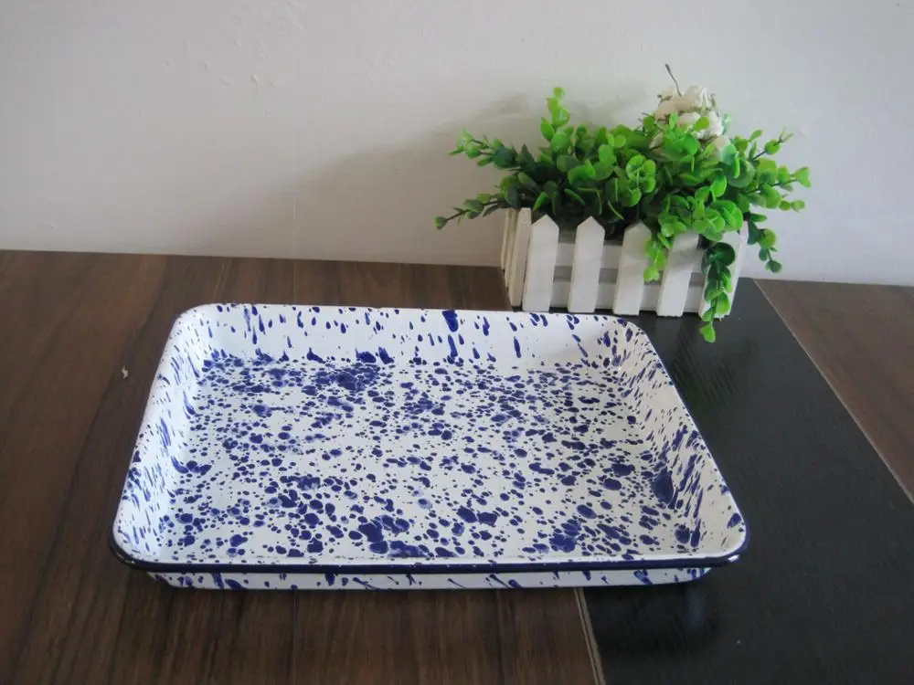 Qualified Splatter Enamel Baking Tray Baking Dish With Roll Rim ...