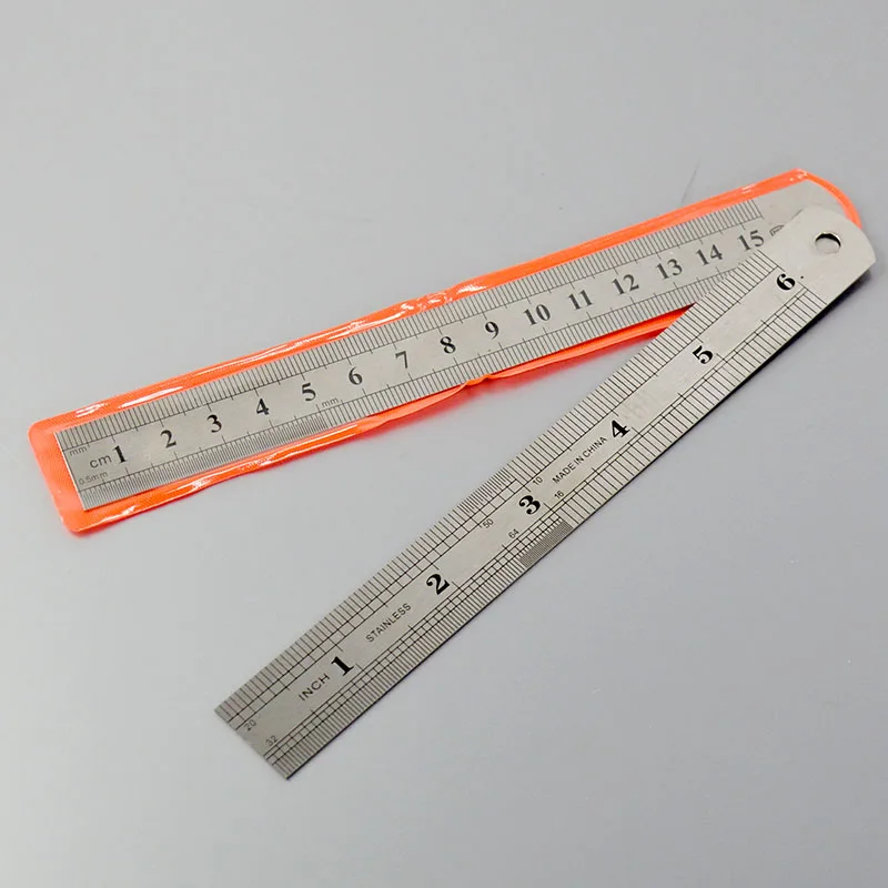 High Quality 2-sided Scale 15cm Steel Metal Ruler Stationery Metric ...