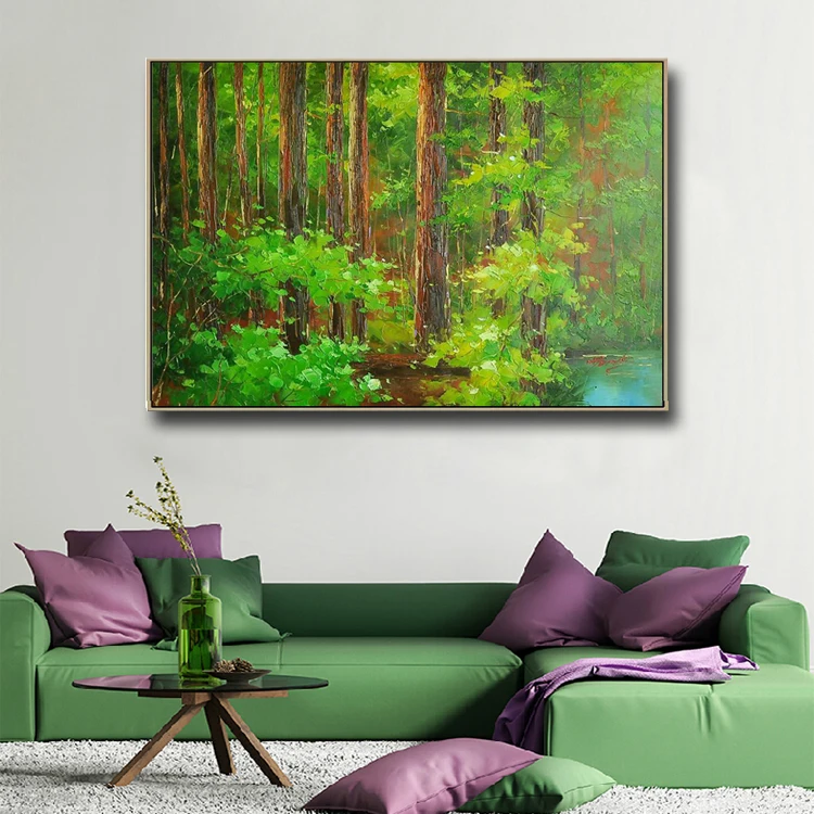 Hand Painted Forest Scene Oil Painting - Buy Hand Painted Forest Scene ...