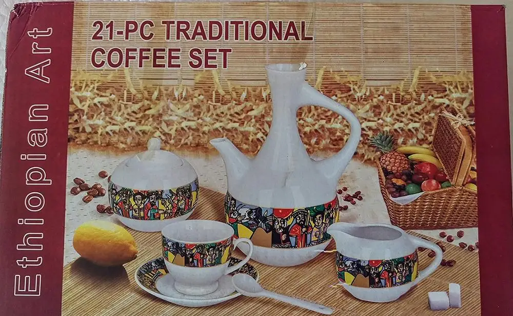 28pcs Jebena Ceramic Ethiopian Coffee Set for Saba Coffee
