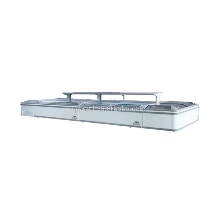 -18 Degree Glass Top Open Coffin Freezers Combined Refrigeration For ...