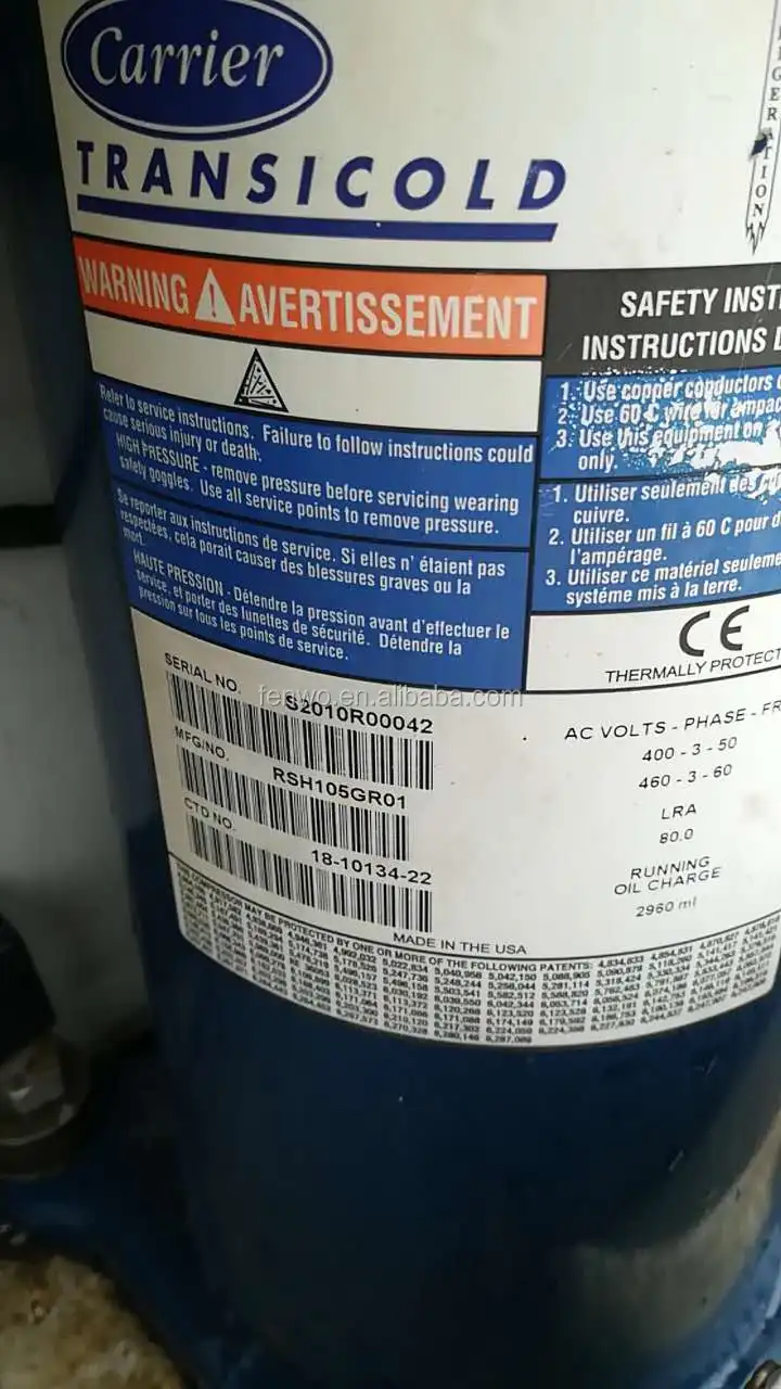 R134a Carrier Scroll Compressor 10hp - Chiller Spare Parts