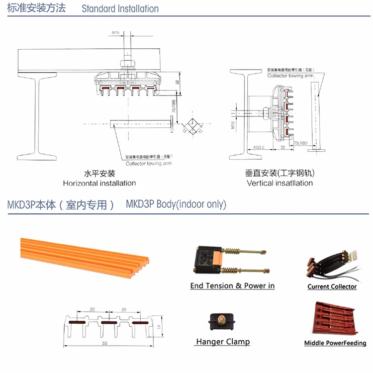 3P Flexible Insulated Copper Busbar for Cranes - 380/660V Rail System ...