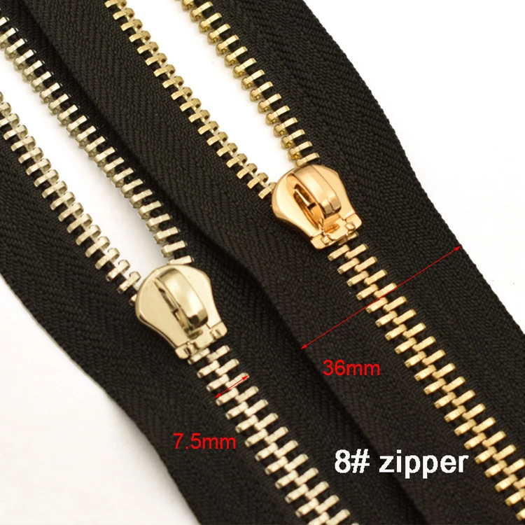 8# Brass Gold Metal Zipper Custom Color Zipper For Garment - Buy ...