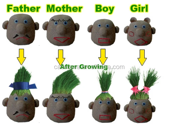 2018 Hot Sale Magic Grass Head Hair Grow Plants Pot Doll Gras Doll ...
