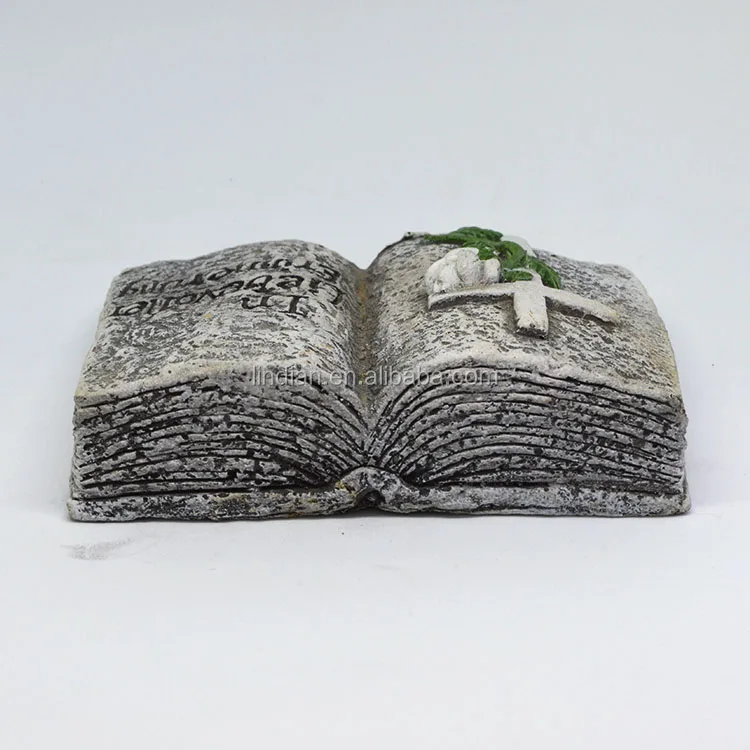 Hand Carved Sculpture Book Shaped Memorial Stone Garden Statue Figurine ...