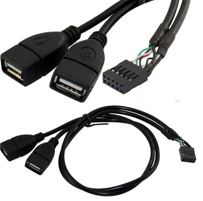 Dupont 10 Pin Female Header To 2 Port Dual Usb 2.0 Type A Female ...