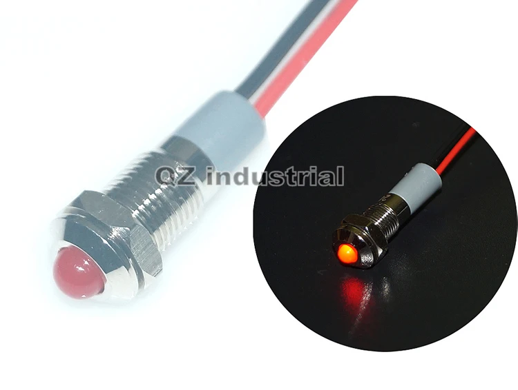 Qz Diameter 6mm Signal Pilot Lamp 3v 6v 12v 24v 36v 48v 110v 220v Led ...