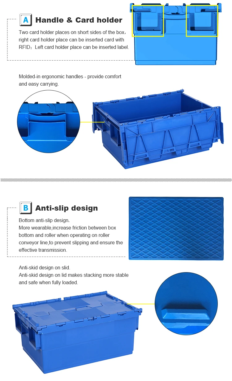 Durable, Customizable Plastic Tote Boxes with Hinged Lids
