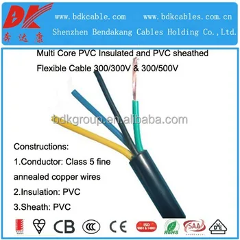 H05vv-f 3x2.5 Rvv Power Cable 4 Conductors Pvc Coated Black Annealed Wire Electrical 3-core ...
