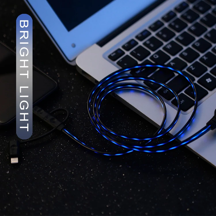 3 In 1 Usb Led Light Charger Data Cable Type Micro Luminous Streamer ...
