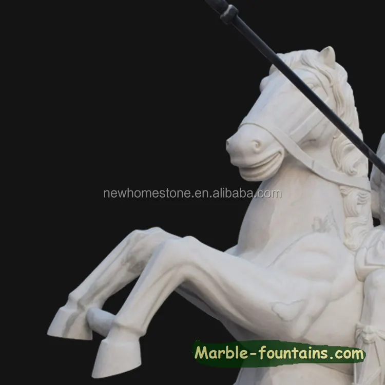 Hand Carved Garden Sculpture Knight Riding Marble Hero Natural Stone ...