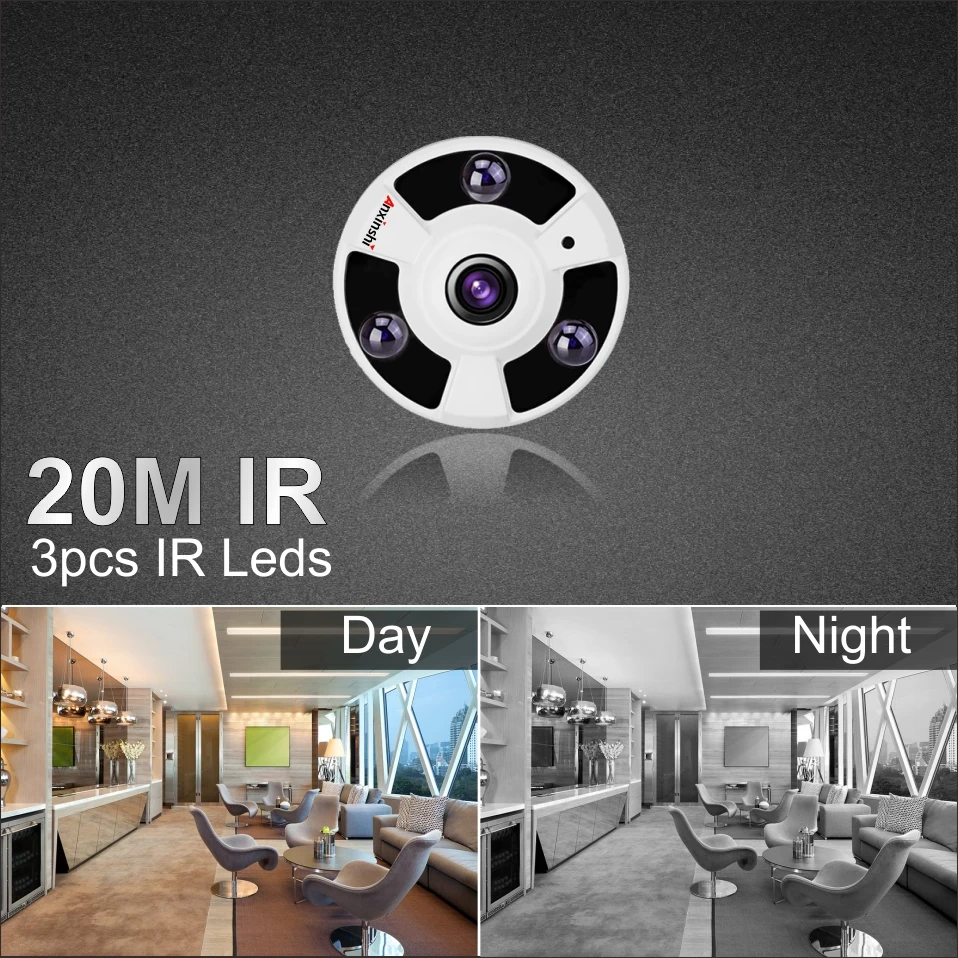 8MP Starlight 360 Degree Panoramic Fisheye IP IR Dome Camera