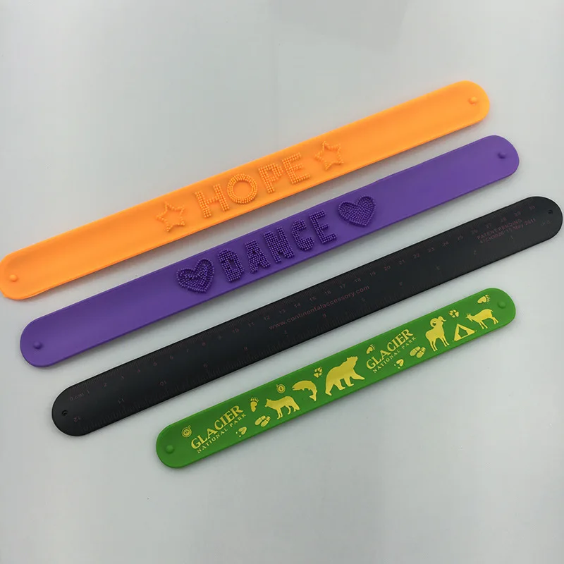 Personalized Silicone Slap Bracelets Ruler Snap Hand Band Snap Bands ...