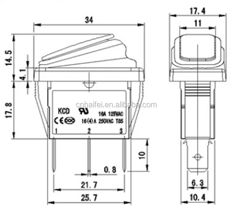 Rocker Switch T85 KCD3 - Waterproof IP67, 20A, 50000 Cycles