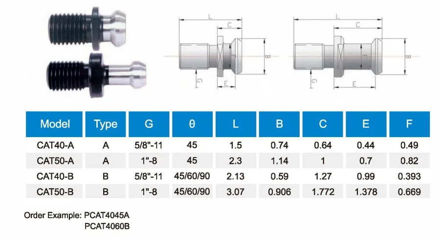 CNC Machine Spindle Retention Knob CAT40 CAT50 Tool Holder Pull Stud