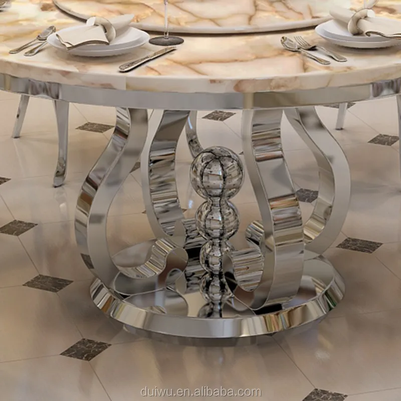 High Quality Dubai Fancy Round Rotating Marble Wedding Dining Table
